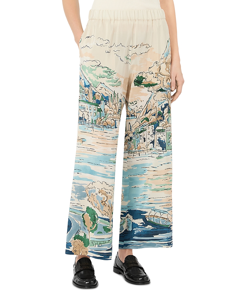 MAX MARA Weekend Max Mara Printed Silk Ankle Trousers